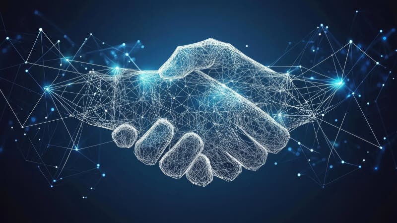 Digital Handshake Partnership Abstract Technology Background with ...