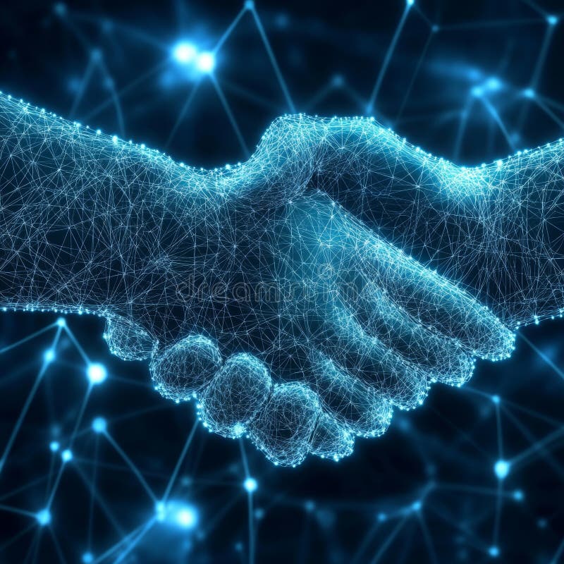 Digital Handshake Partnership Abstract Technology Background ...