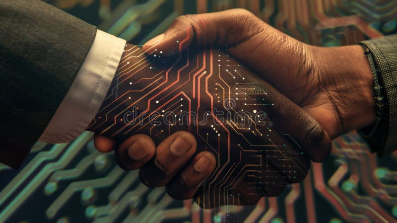 Digital Handshake of Partnership.AI Generated Image Stock Photo - Image of computing, business ...