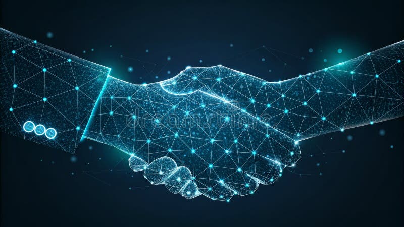 Digital Handshake Polygonal Network Connection Stock Illustration ...