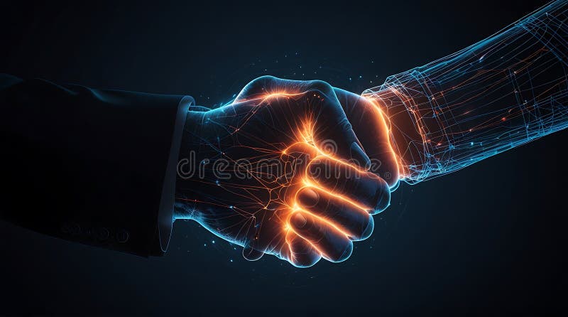 Digital Handshake Representing Business Partnership Stock Image - Image ...