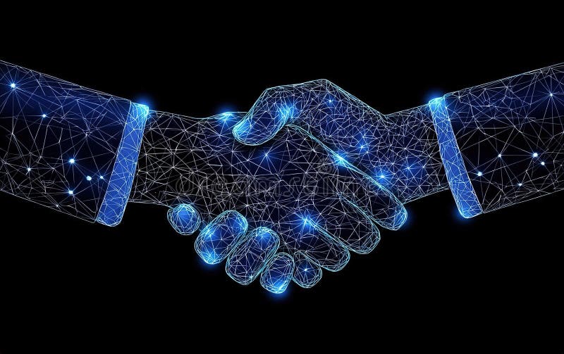 Digital Handshake Representing Collaboration between Technology and ...