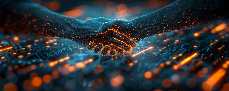 Digital Handshake Representing Modern Investment Concept with ...