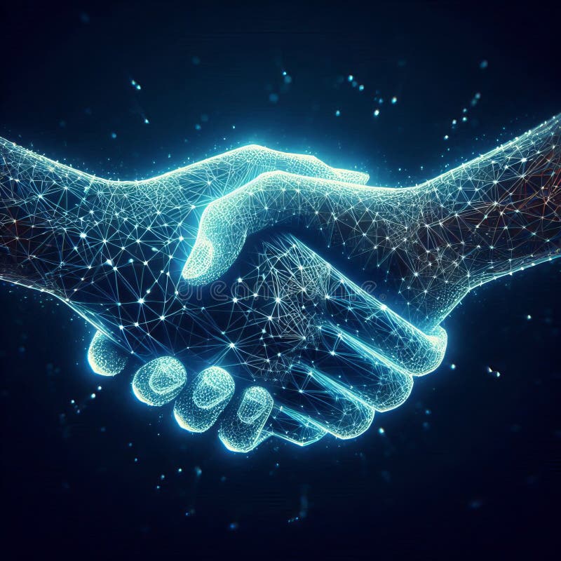 Digital Handshake Representing Technology and Collaboration Stock Photo ...