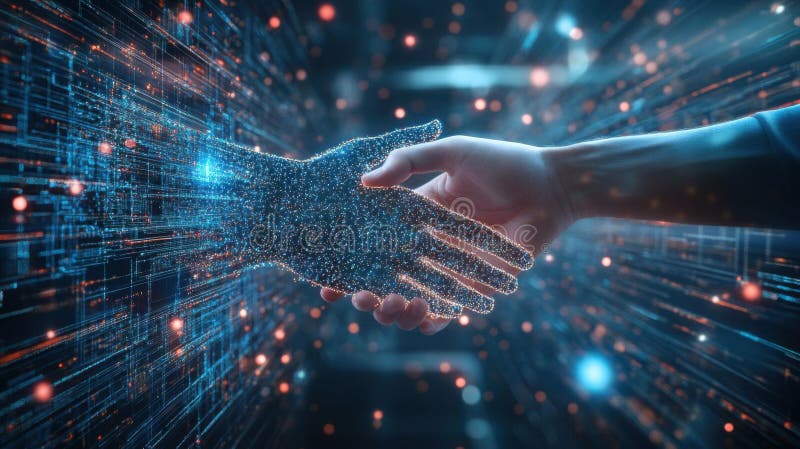 Digital Handshake Represents Partnership in Technology and Innovation ...