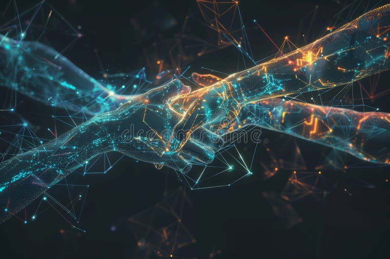 Digital Handshake a Symbol of Connection in the Digital Age Stock ...