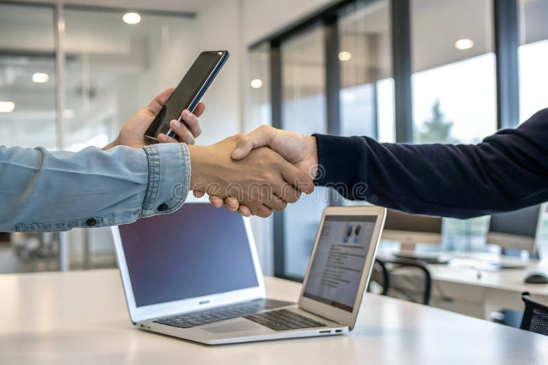 Digital Handshake a Symbol of Connection in the Digital Age Stock ...