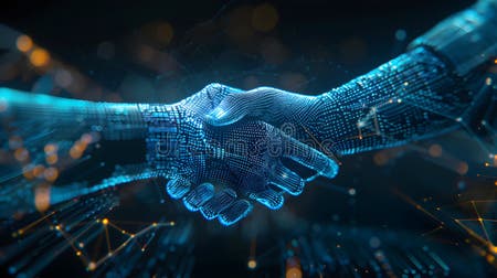 A Digital Handshake Symbolizing Collaboration between Humans and ...