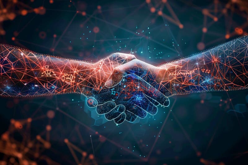 Digital Handshake Symbolizing Partnership and Collaboration in the ...