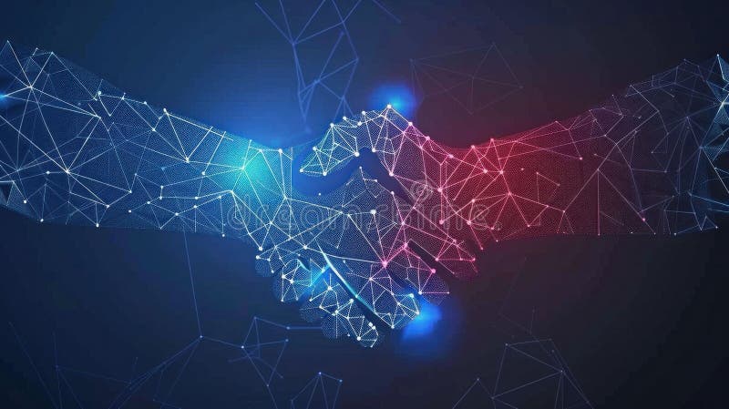 Digital Handshake Symbolizing Partnership and Collaboration in a Tech ...