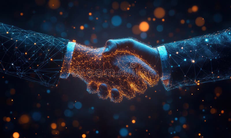 Digital Handshake Symbolizing Partnership and Collaboration in ...