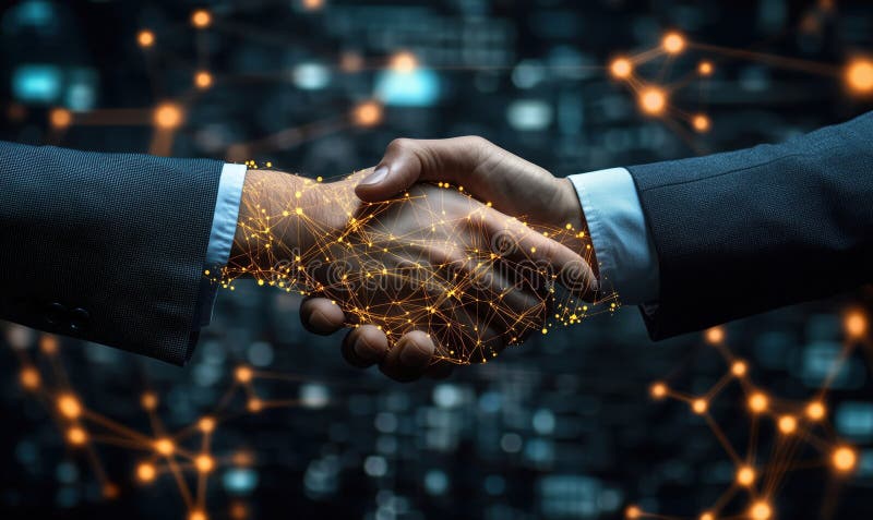 Digital Handshake Symbolizing Partnership and Collaboration in ...