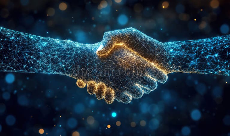 Digital Handshake Symbolizing Partnership and Collaboration in ...