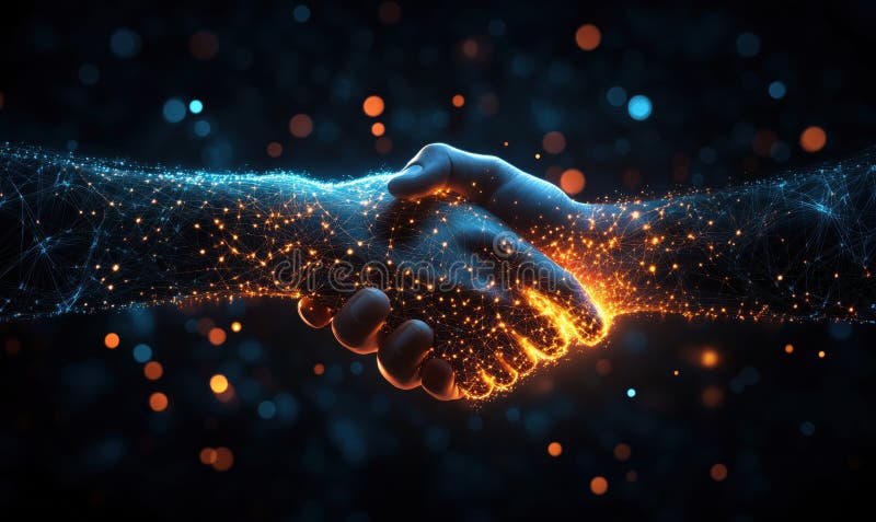 Digital Handshake Symbolizing Partnership and Collaboration in ...