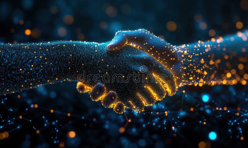 Digital Handshake Symbolizing Partnership and Collaboration in ...