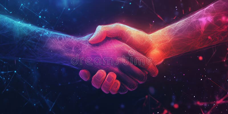 Digital Handshake Symbolizing Partnership and Collaboration in ...