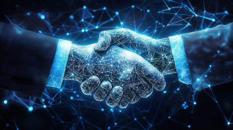 A Digital Handshake Symbolizing Partnership and Collaboration in ...