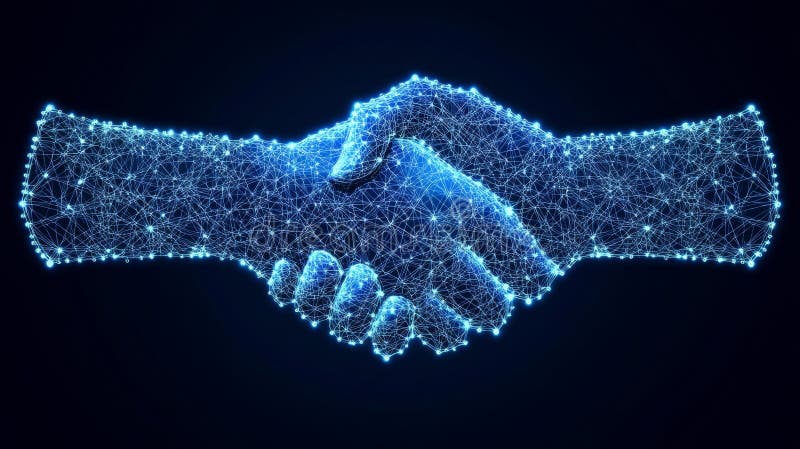Digital Handshake Symbolizing Partnership, Fintech Innovation, and ...