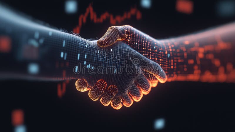 Digital Handshake Symbolizing Partnership and Technology Innovation ...