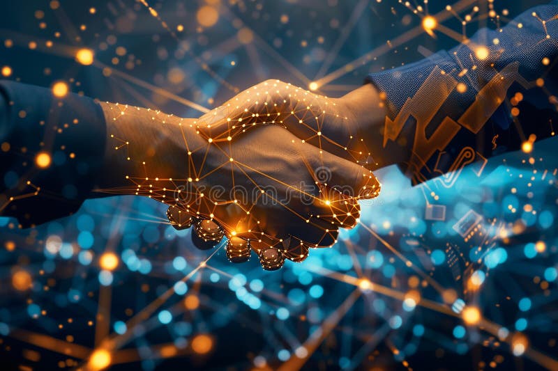 Digital Handshake Technology and Collaboration Stock Illustration ...