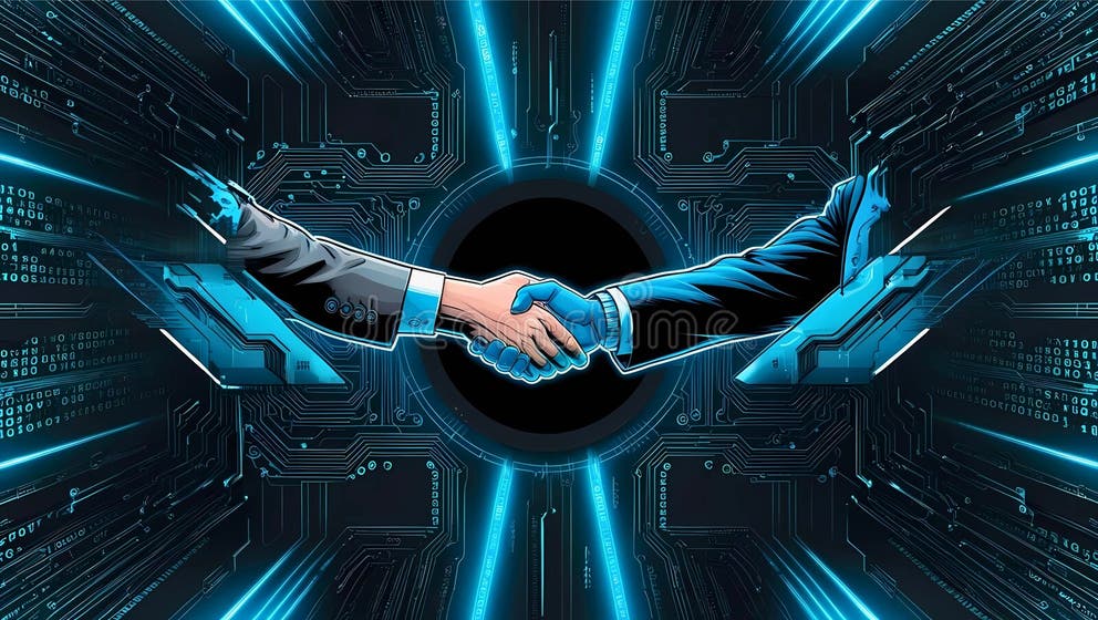 A Digital Handshake between Two Figures Stock Illustration ...