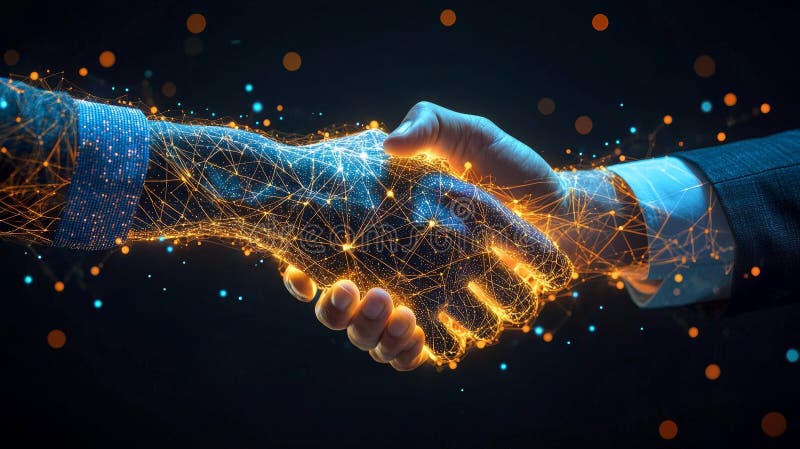 Digital Handshake stock illustration. Illustration of computing - 335079513