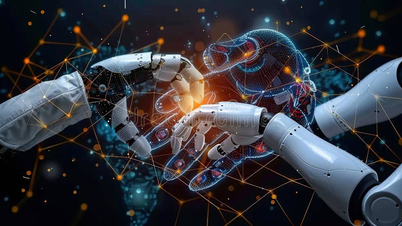 Digital Handshake: Two Robot Hands Reaching for Connection Stock ...