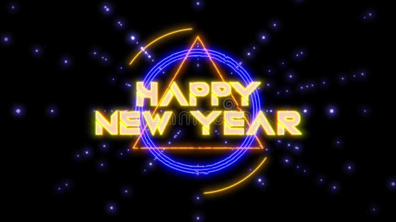 Digital Happy New Year Text on Computer Screen with HUD Elements Stock ...