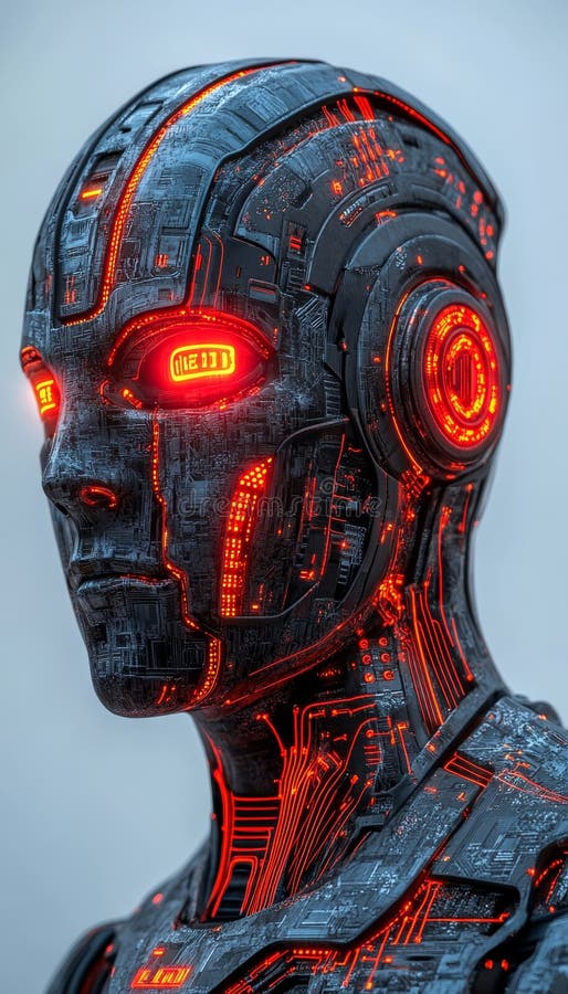 Digital Head, Abstract Design, Futuristic Technology, Glowing Lights ...