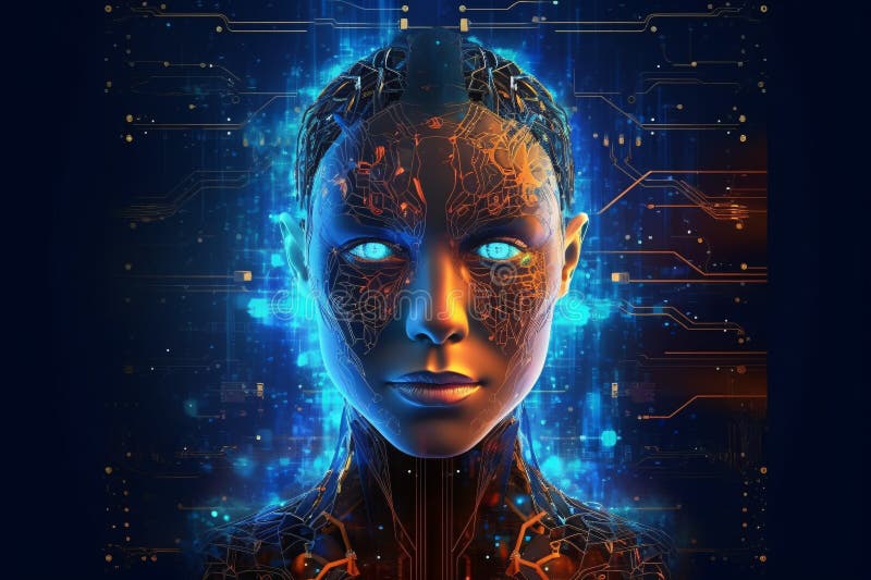 Digital Head, Artificial Intelligence Concept Made with Generative Al ...