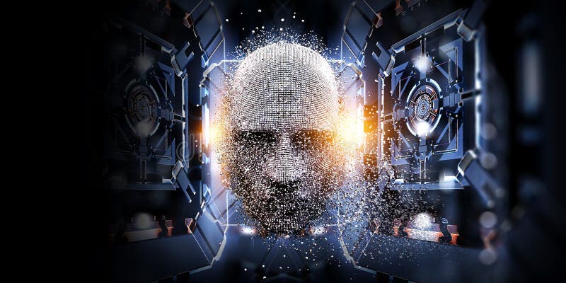 Digital Head, Artificial Intelligence Concept Stock Illustration ...