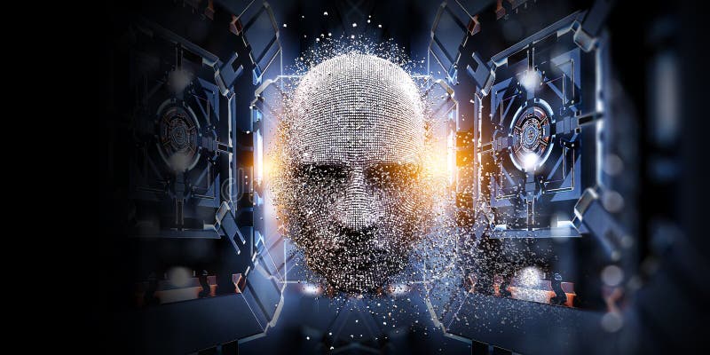 Digital Head, Artificial Intelligence Concept Stock Illustration ...