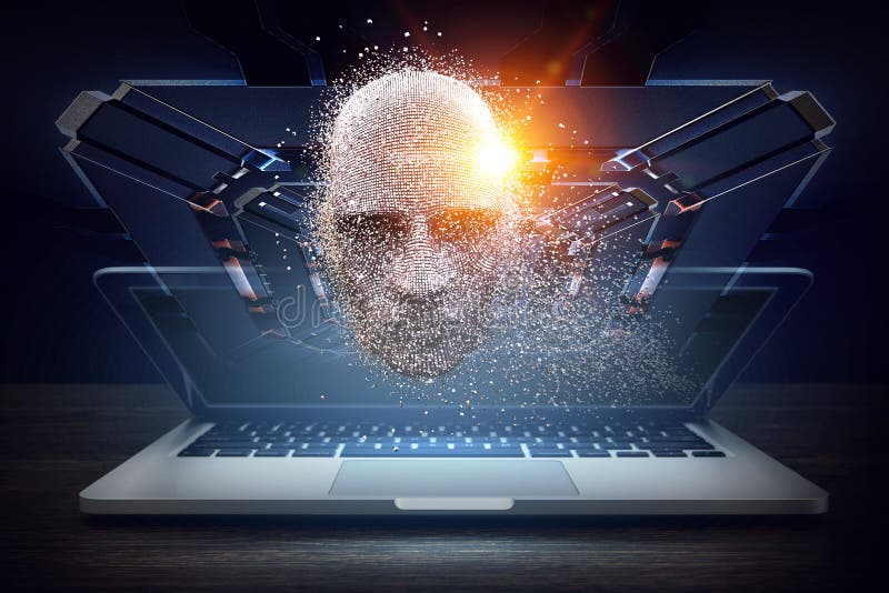 Digital Head, Artificial Intelligence Concept Stock Illustration ...