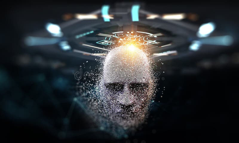 Digital Head, Artificial Intelligence Concept Stock Photo - Image of ...
