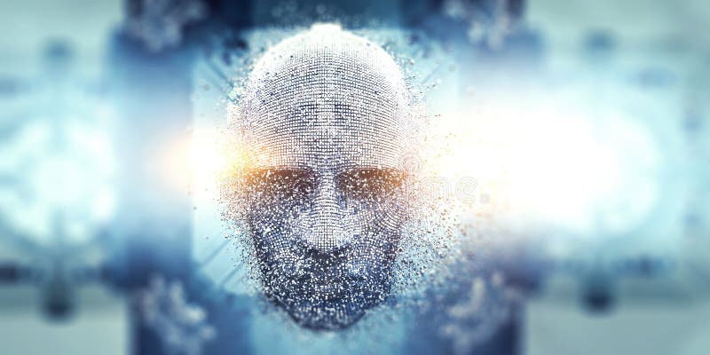 Digital Head, Artificial Intelligence Concept Stock Photo - Image of ...