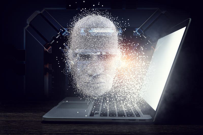 Digital Head, Artificial Intelligence Concept Stock Image - Image of ...