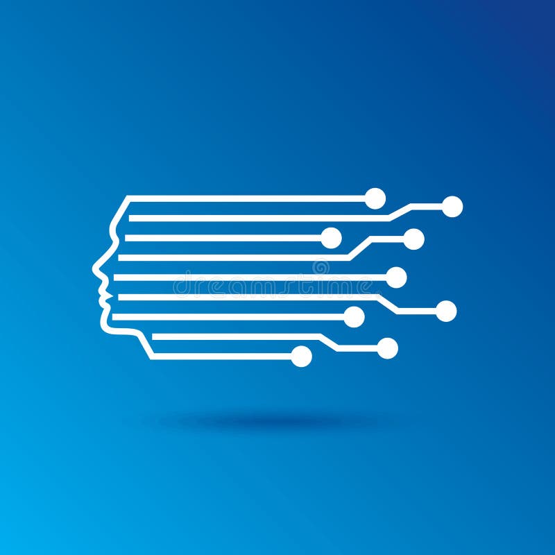 Digital Head Line Art Vector Symbol Design Template. Stock Vector ...