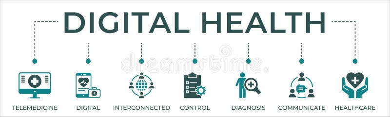 Digital Health Banner Web Icon Vector Illustration Concept for ...