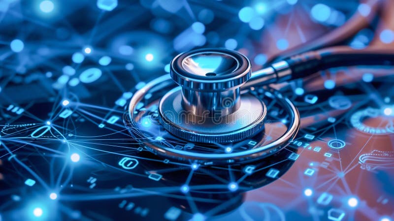 Digital Health Concept with Stethoscope and Network Graphics ...