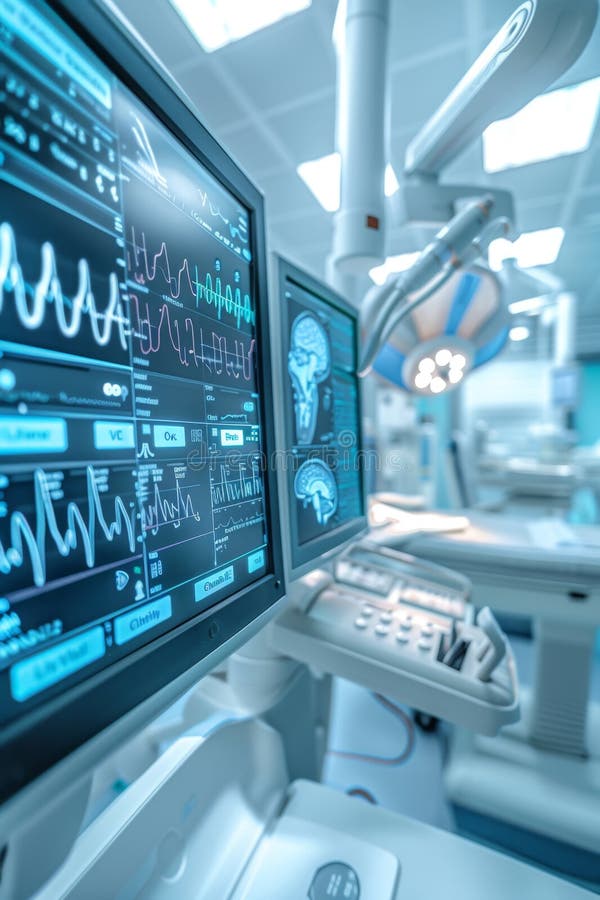 Digital Health Data, State-of-the-art Equipment in Bright, Sterile ...