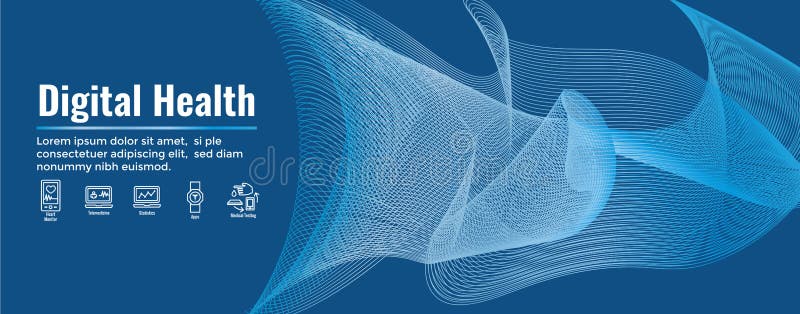 Digital Health Icon Set with Wearable Technology Web Header Banner ...