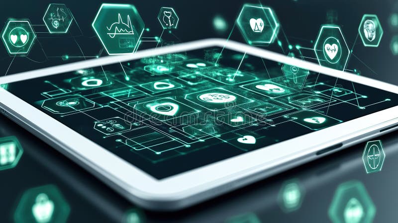 Digital Health Tablet Displaying Medical Data Stock Illustration ...