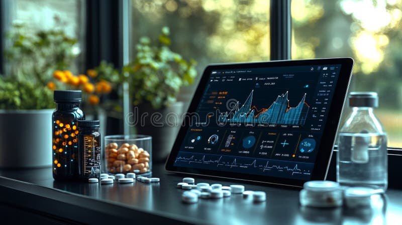 Digital Health Tracker on a Tablet Showcasing Data Analytics in a ...
