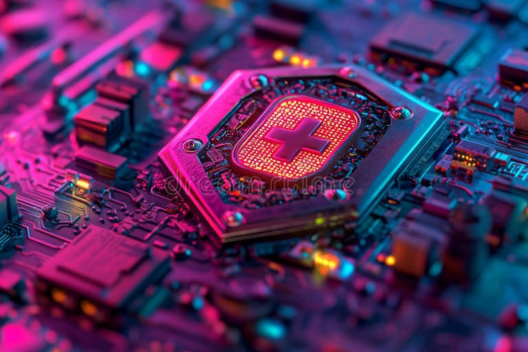 Digital Healthcare Security Shield Featuring a Stethoscope Stock Image ...