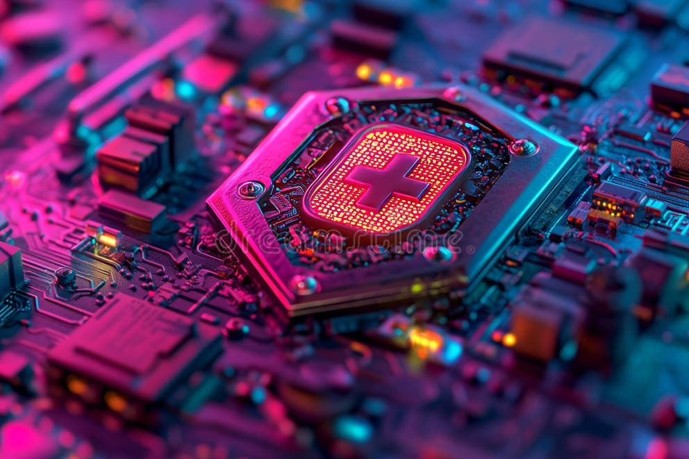 Digital Healthcare Security Shield Featuring a Stethoscope Stock Image ...