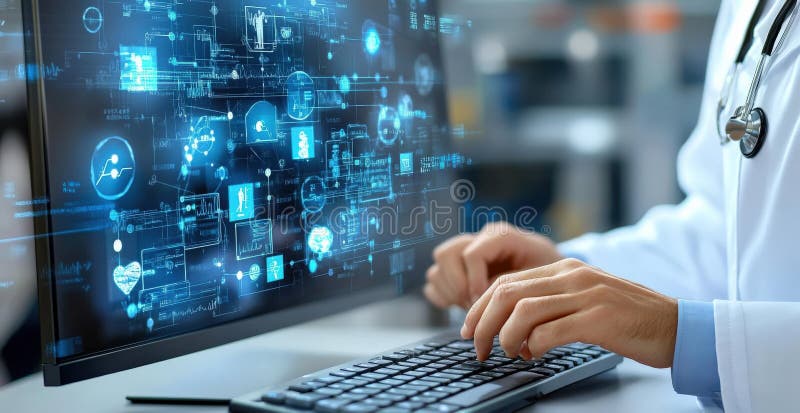 Digital Healthcare Technology System Stock Illustration - Illustration ...