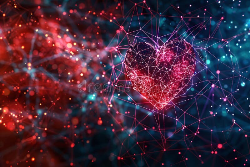 Digital Heart Abstract Art stock illustration. Illustration of light ...