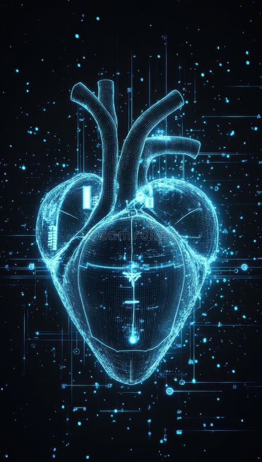 Digital Heart with AI Interface Glowing in Blue, Symbolizing the Future ...