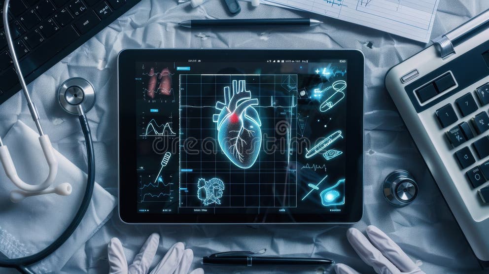 The Digital Heart Analysis.AI Generated Image Stock Image - Image of ...