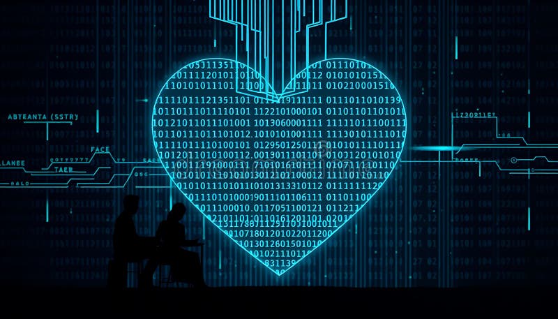 Digital Heart with Binary Code, Technology and Love Concept, Stock ...